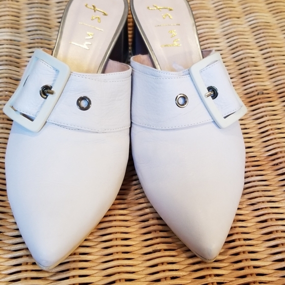 FSNY | Shoes | Leather Mid Heel Mule French Heel Shoe New | Poshmark